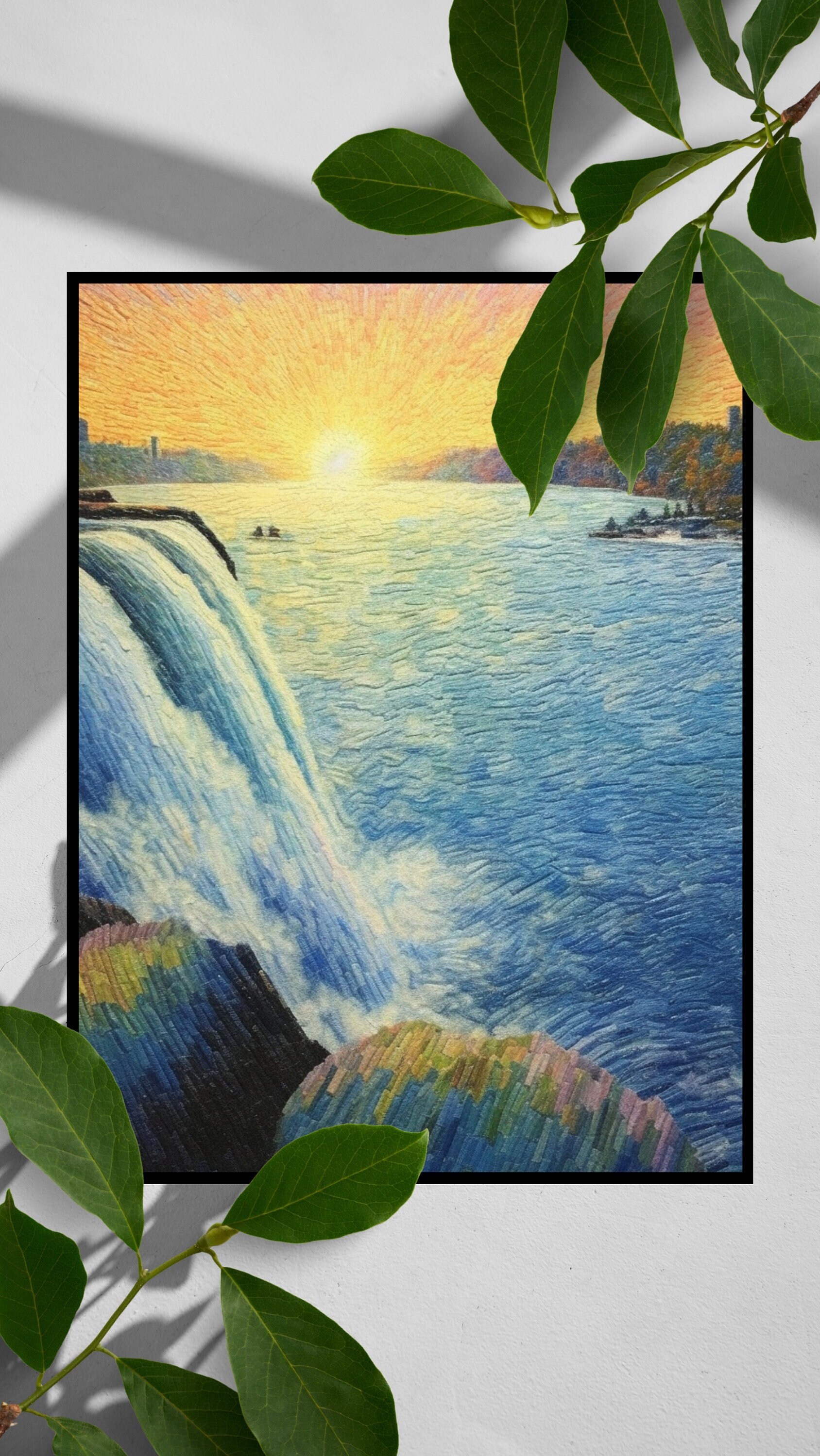 Niagara Falls Sunset Pointillism Digital Art: Nature's - Etsy