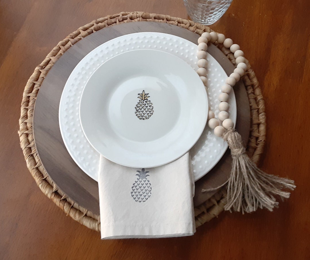Ceramic Plate Hand Painted, Pineapple Dessert or Salad Plate, Set of 4 ...
