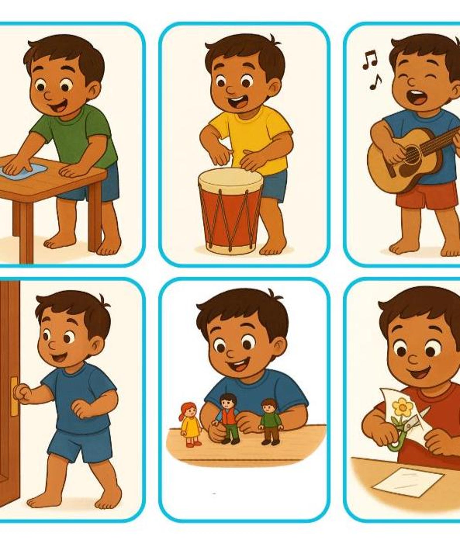 Action Verbs Flash Cards Children Preschool Educational Activity Kids ...