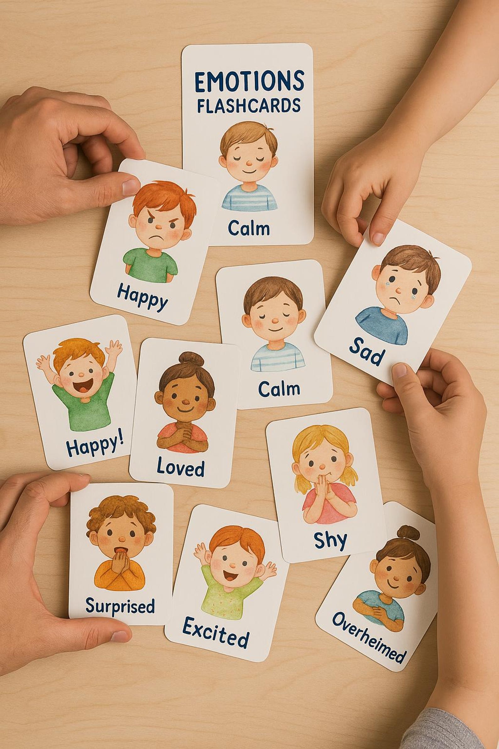 Watercolor Emotion Flashcards for Kids | Printable SEL Tool for ...