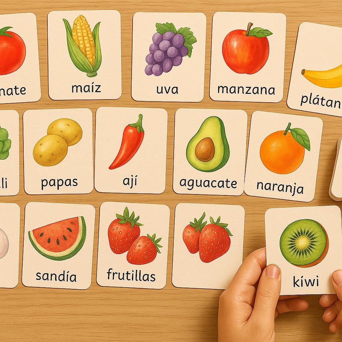 Fruit and Vegetables Flashcards in Watercolor | Educational Printable ...