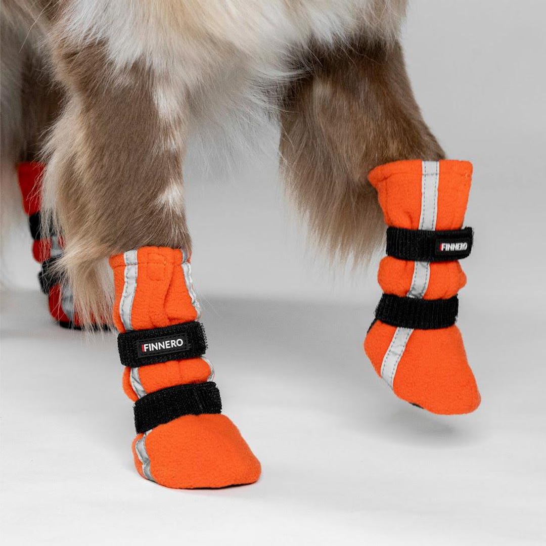 Reflective Fleece Dog Booties, Soft Paw Protection, 4 Pack, FINNERO ...
