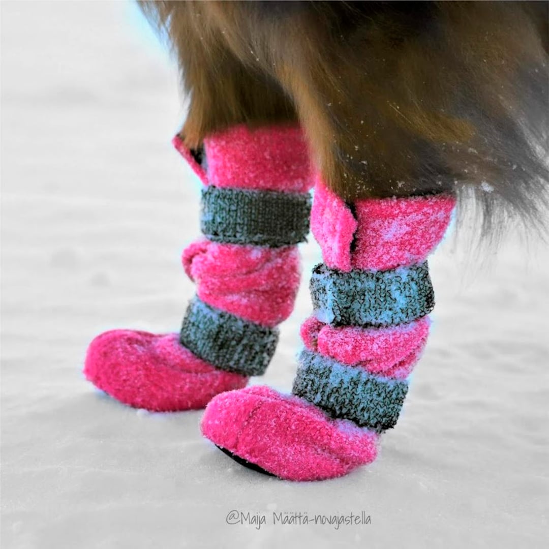 Soft Fleece Dog Booties, FINNERO HALLA Light Protective Dog Shoes 4 Pcs ...