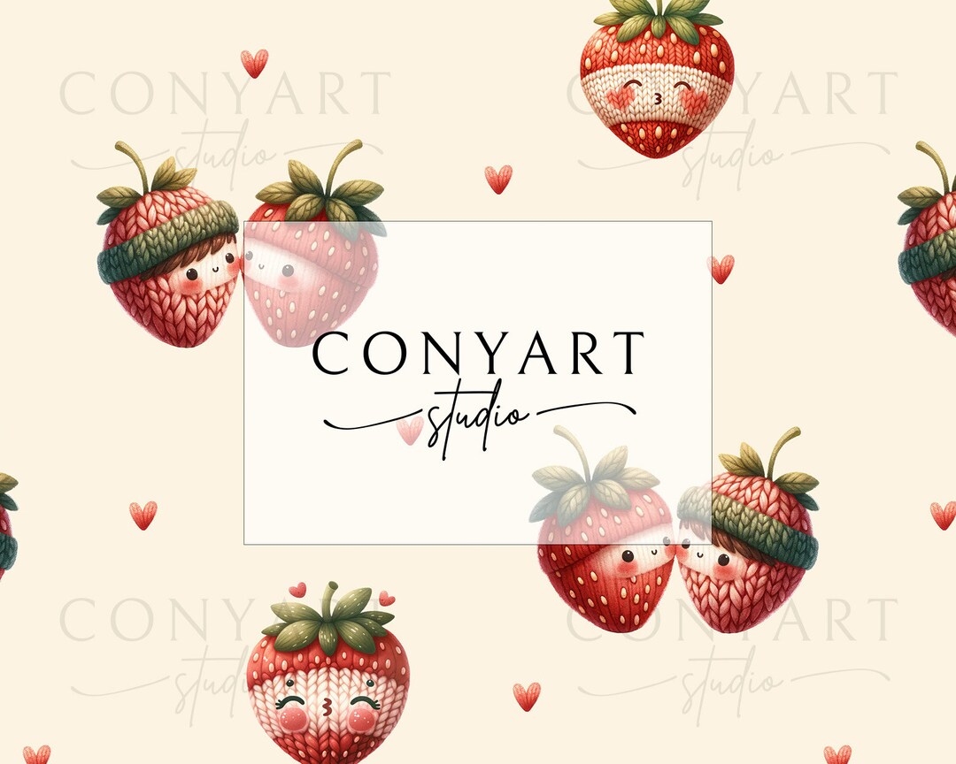 Cute Strawberries Pattern Seamless Pattern Repeat File Sublimation for ...