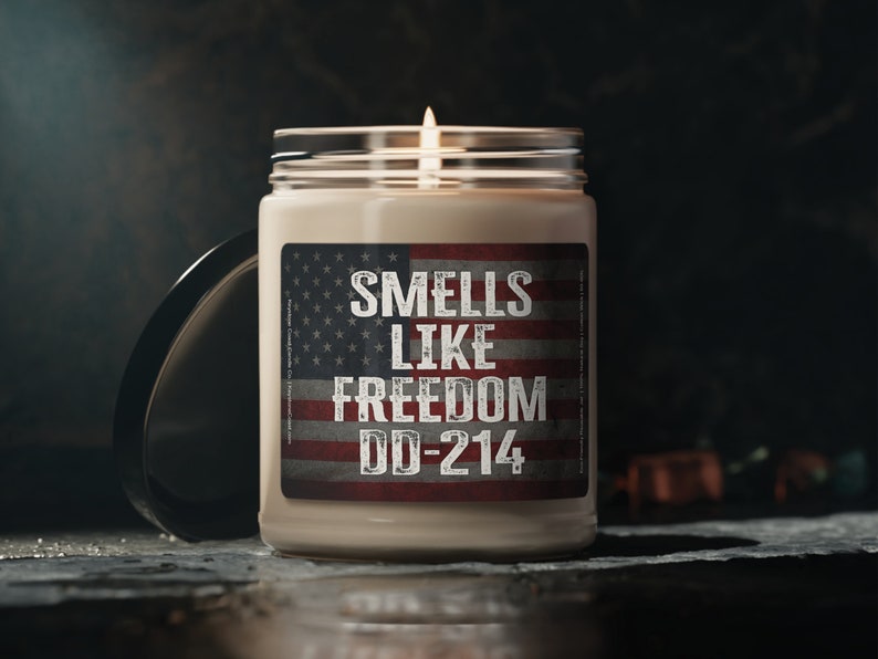 Smells Like Freedom Dd-214 Scented Soy Candle, 9oz, American Flag Label ...
