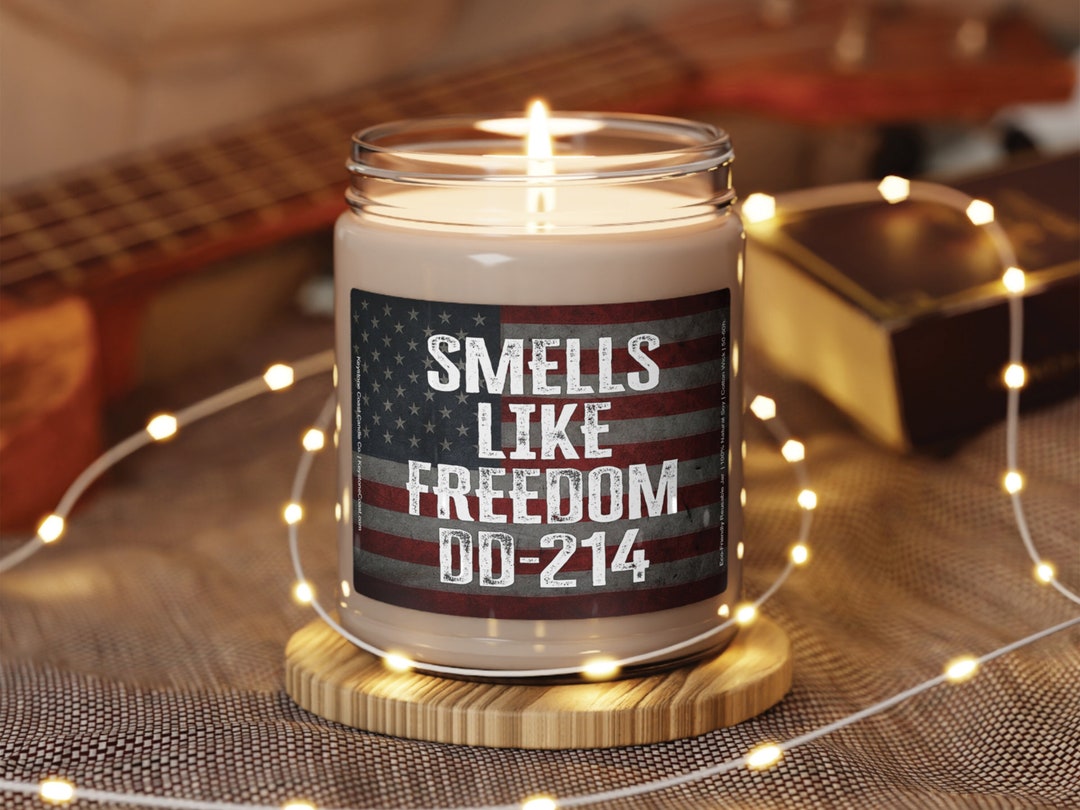 Smells Like Freedom Dd-214 Scented Soy Candle, 9oz, American Flag Label ...