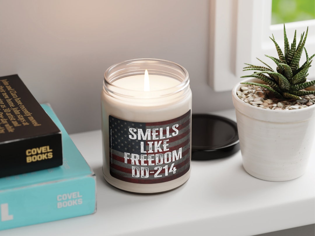 Smells Like Freedom Dd-214 Scented Soy Candle, 9oz, American Flag Label ...
