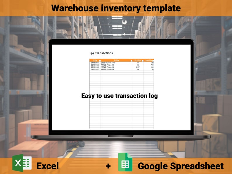 Warehouse Inventory | Excel + Google Spreadsheet - Etsy