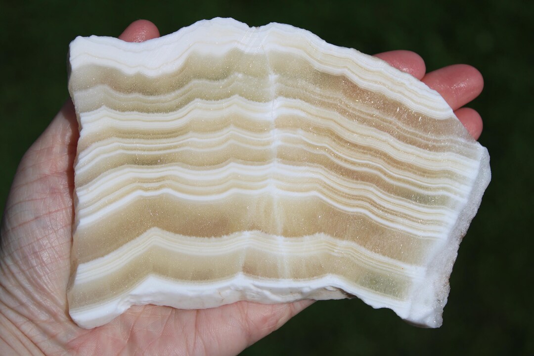 Unpolished Banded Calcite Slab From Mexico | 204 Grams - Etsy