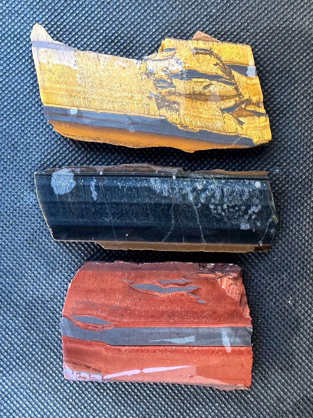 Unpolished Tigers Eye Slab Trio Red, Yellow & Blue 143 Grams - Etsy