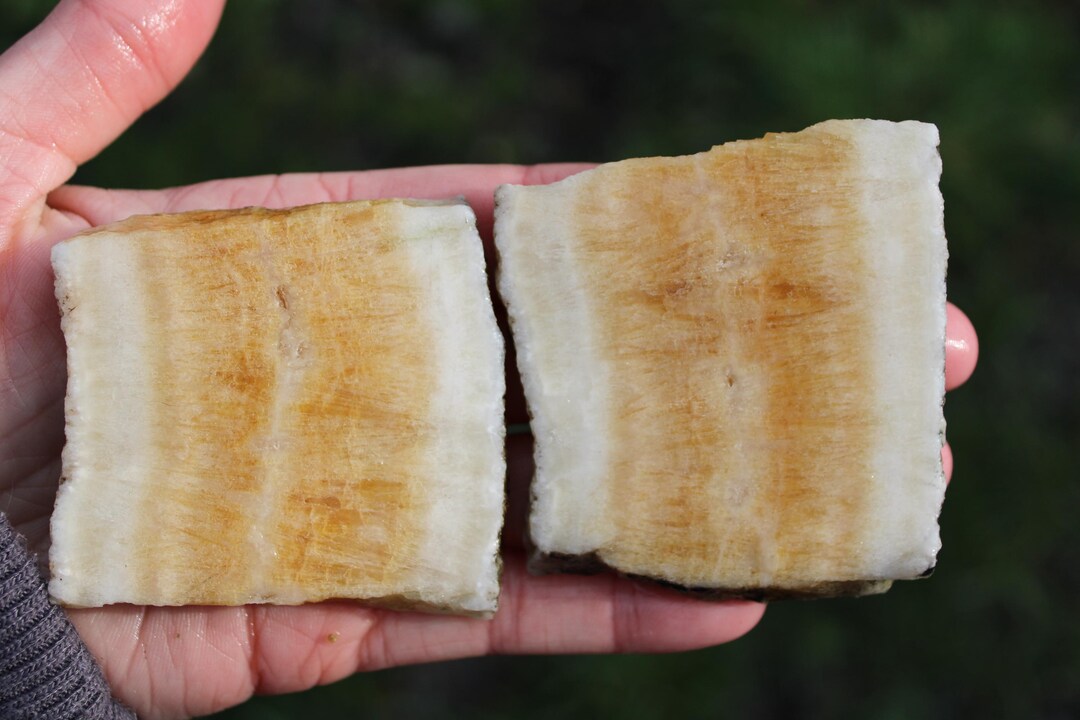 Unpolished Banded Calcite Slab | LOT OF 2 | From Mexico | 139 Grams - Etsy