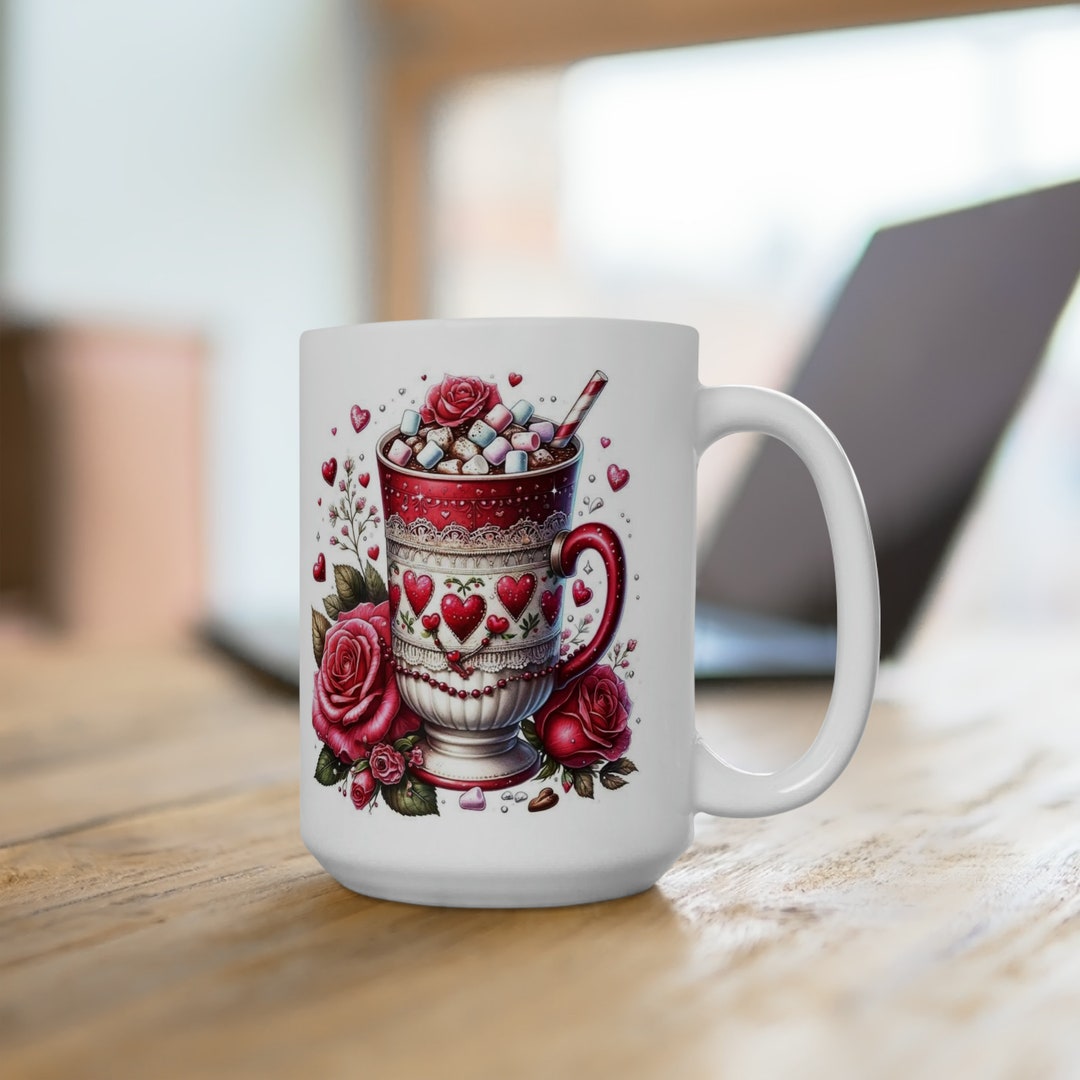 Mug for Valentine Day, for Coffee and Hot Chocolate, to Give as a Gift ...