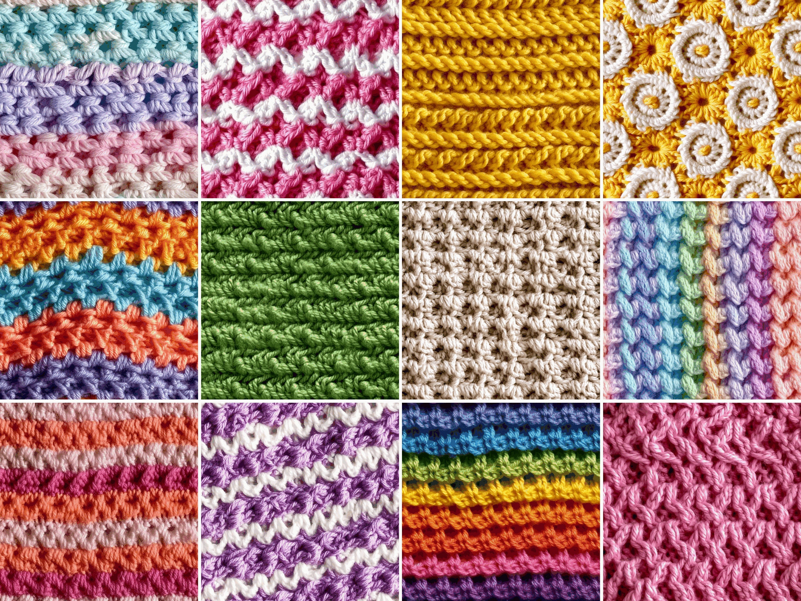 Crochet and Knit Textures Seamless Digital Pattern Pack - Printable ...