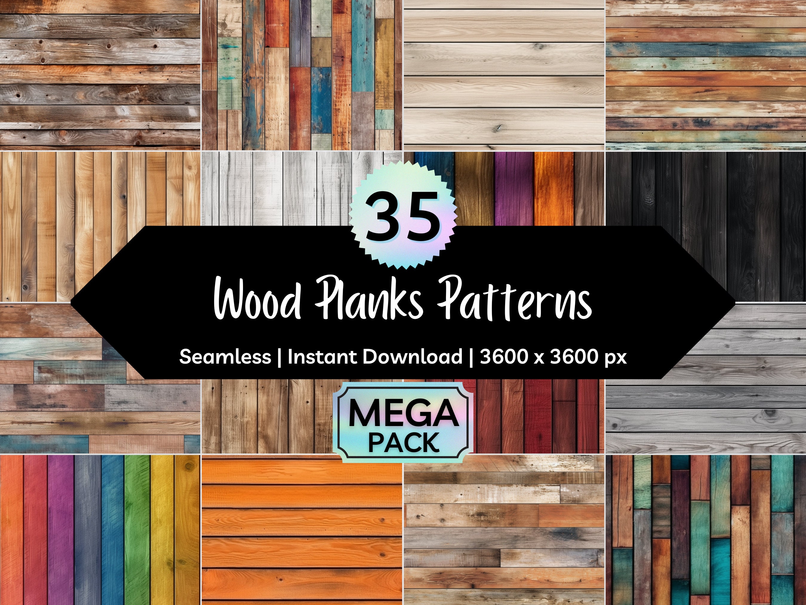 Wood Planks - Wood Texture Seamless Digital Pattern Pack - Printable ...