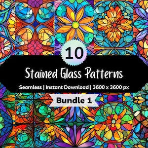 Stained Glass Seamless Digital Pattern Pack (bundle 1) - Printable ...
