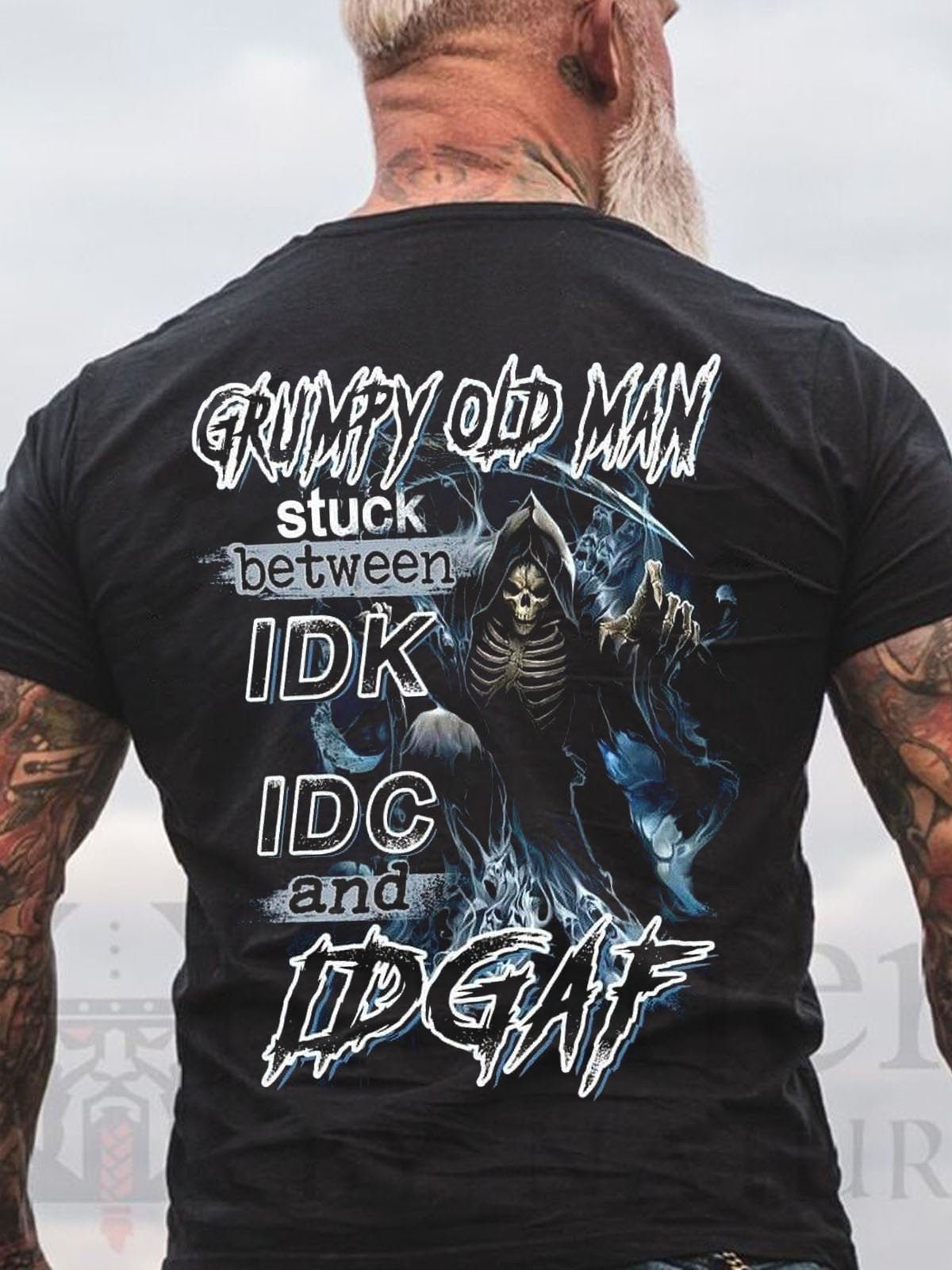 Men's Grumpy Old Man Stuck Between IDK, IDC and IDGAF T-shirt - Etsy