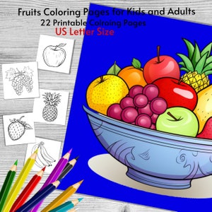 22 Printable Fruits Coloring Pages for Kids and Adults, Fruits Coloring ...