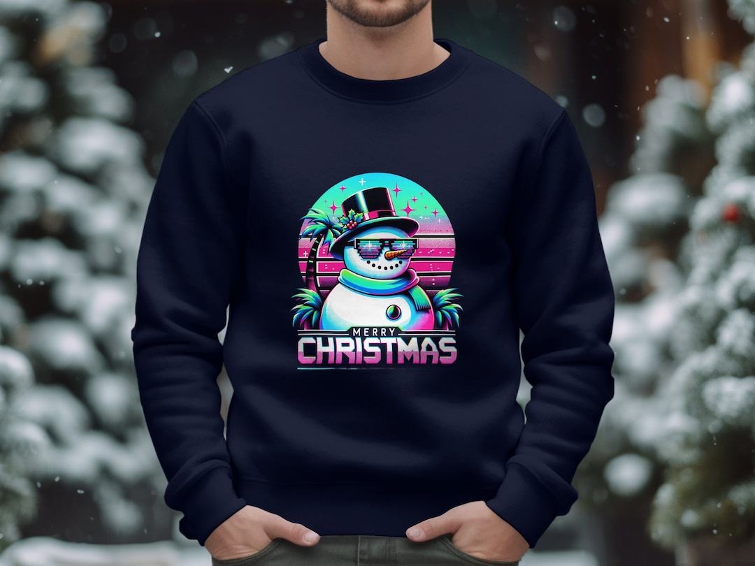 Retro Snowman Vaporwave Christmas Sweatshirt Cute Christmas - Etsy