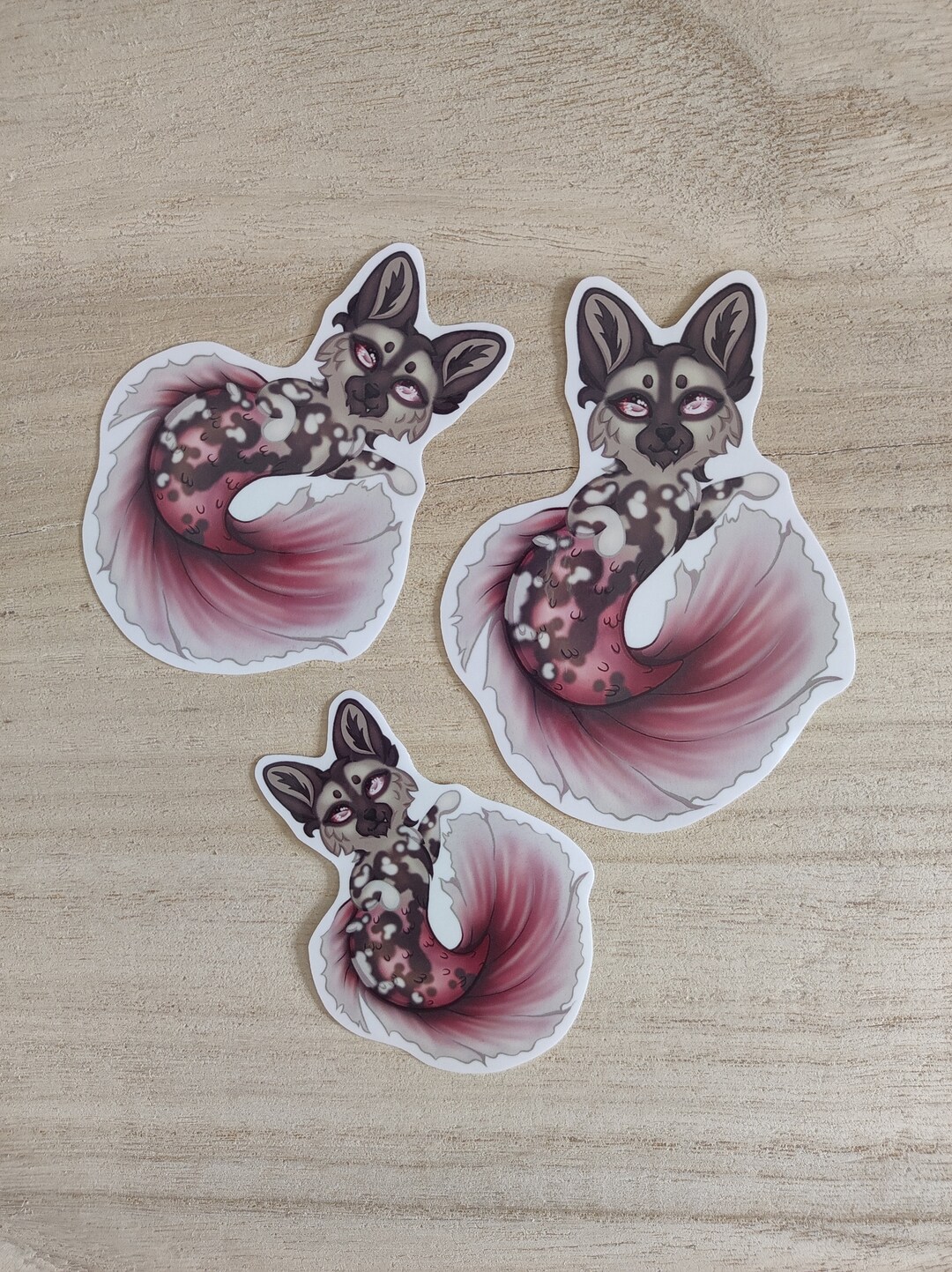 Betta Fish Dog Pink Chibi Sticker in Different Sizes - Etsy
