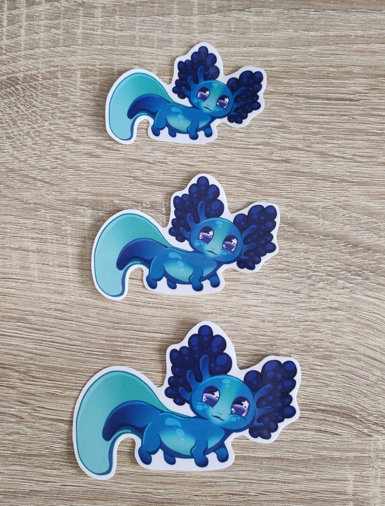 Chibi Axolotl Sticker Blue in Different Sizes - Etsy