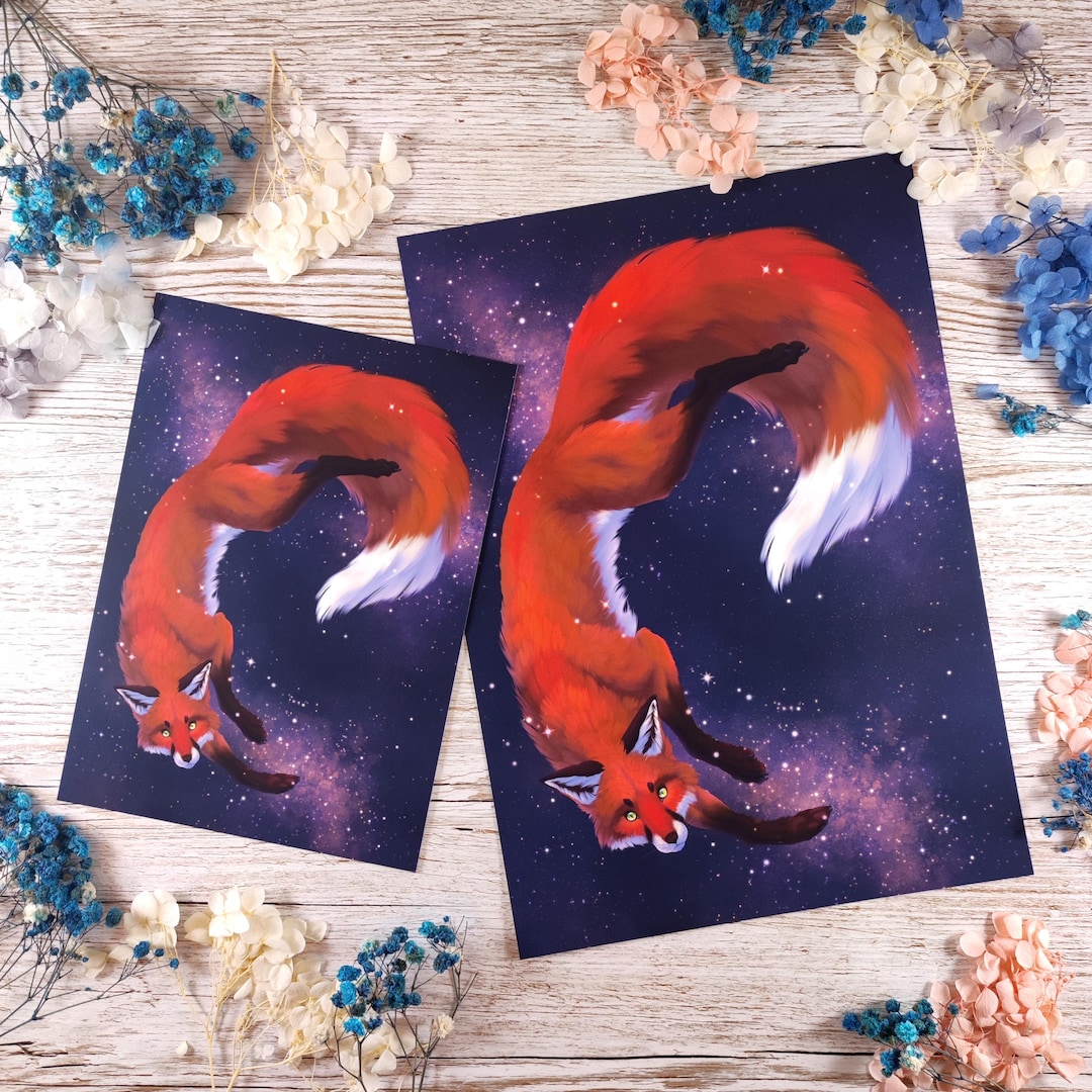 Magical Galaxy Fox - Art Print - Etsy