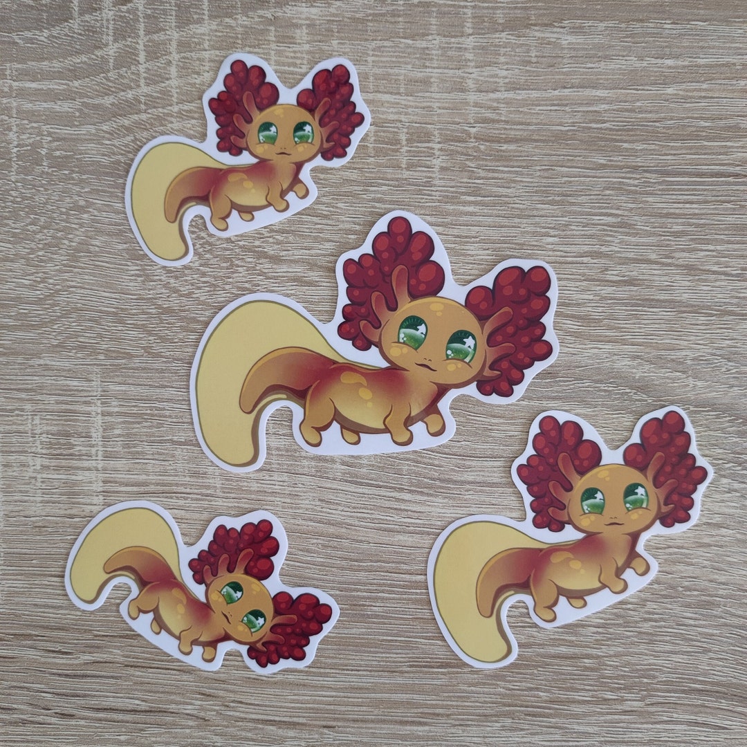 Chibi Axolotl Sticker Orange in Different Sizes - Etsy
