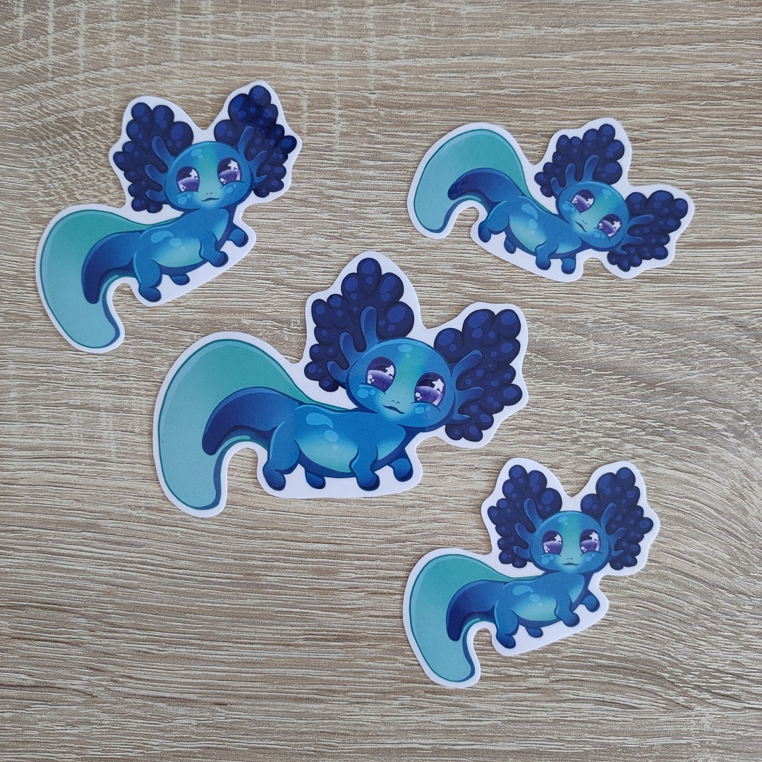 Chibi Axolotl Sticker Blue in Different Sizes - Etsy