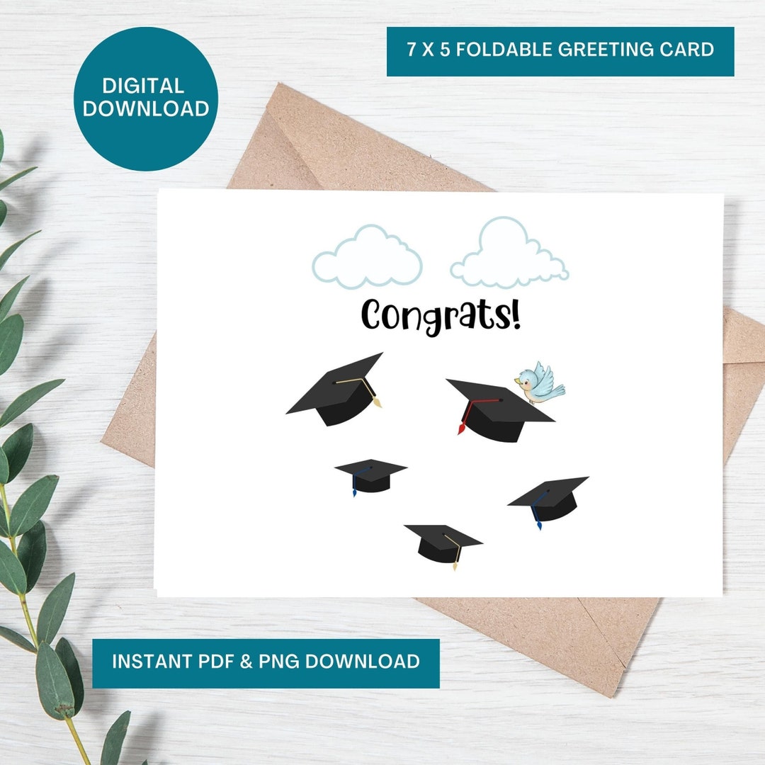 Flying Blue Bird Card. Congrats Folded Card Template. - Etsy