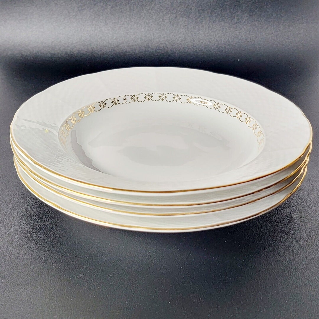 Set of 4 Baum Bros. Fine Bohemian Renaissance White Gold Rim Porcelain ...