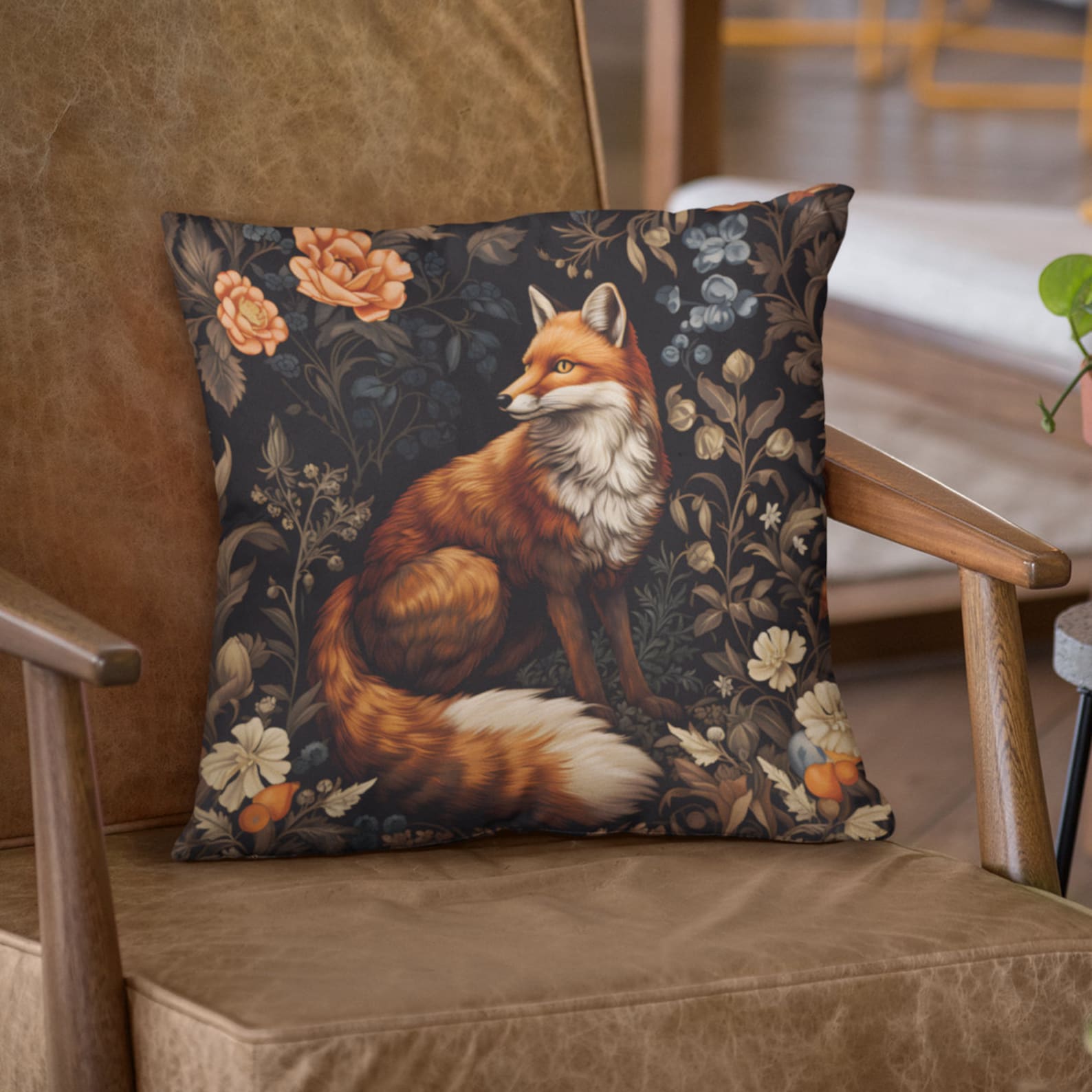 Morris Art Pillow, Cottagecore Pillows, Victorian Fox and Flowers ...