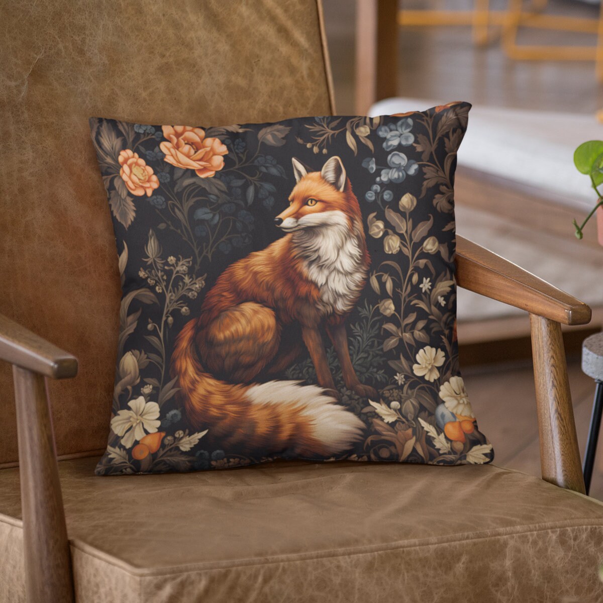 Morris Art Pillow, Cottagecore Pillows, Victorian Fox and Flowers ...