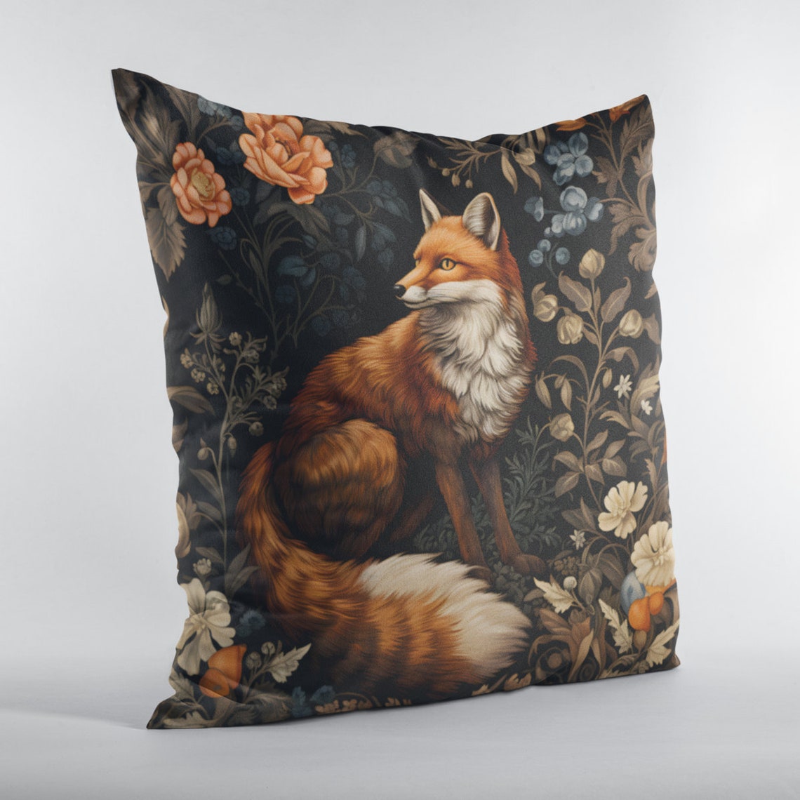 Morris Art Pillow, Cottagecore Pillows, Victorian Fox and Flowers ...