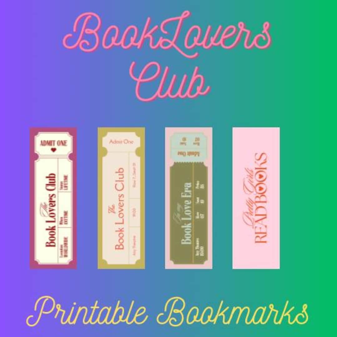Printable Book Lovers Bookmarks | Set of 4 | 2x6 Inch Digital Bookmarks ...