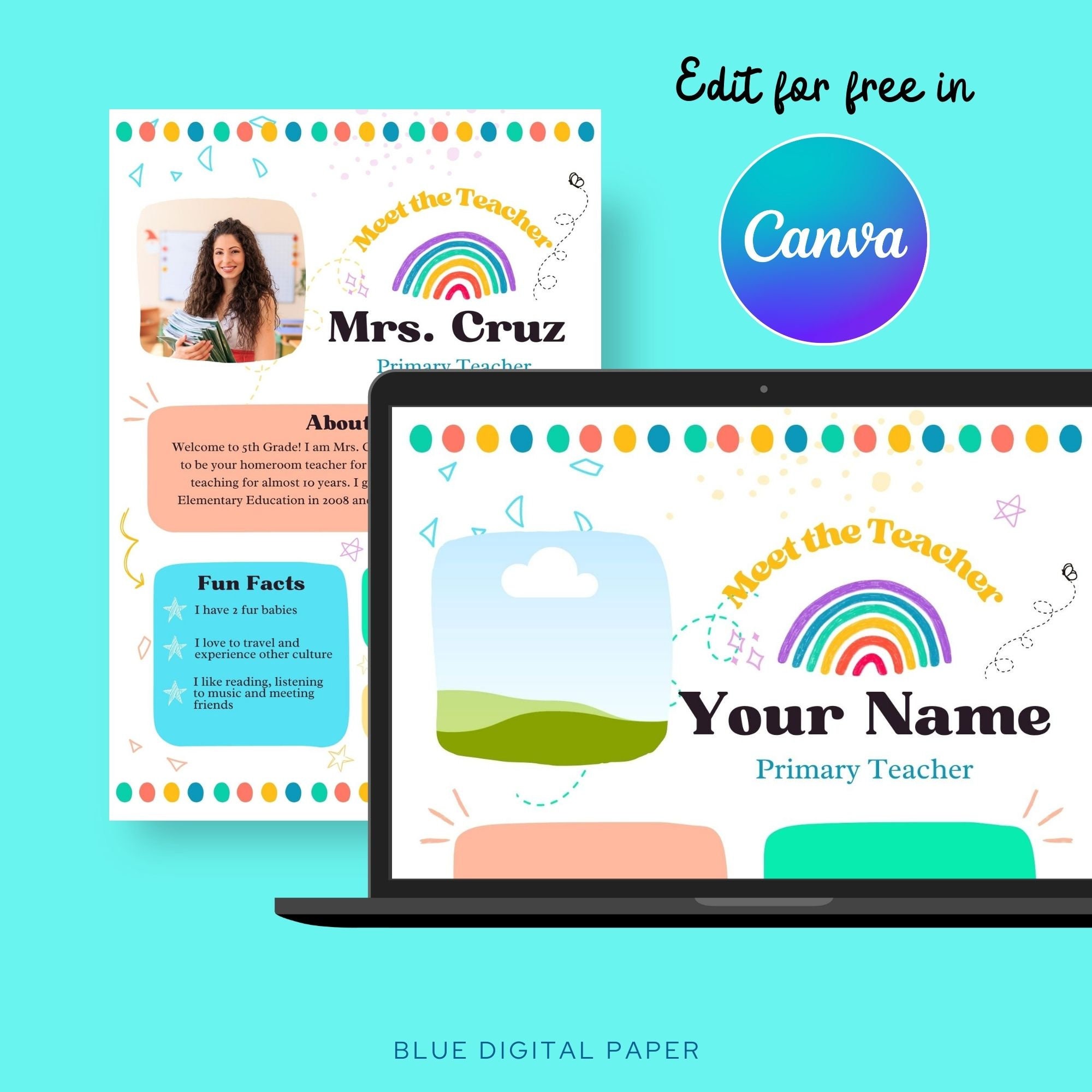 Meet the Teacher Editable Templates | Canva Editable Template ...