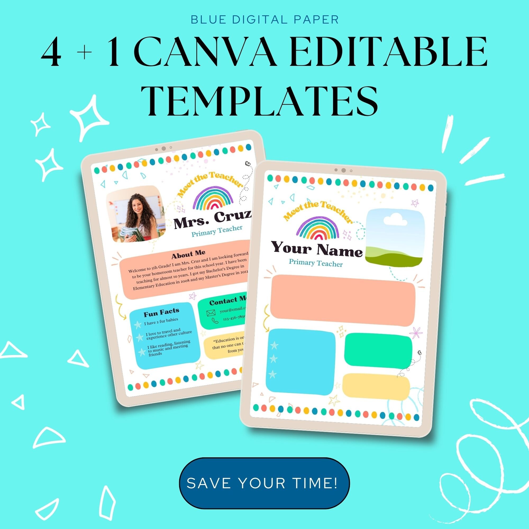Meet the Teacher Editable Templates | Canva Editable Template ...