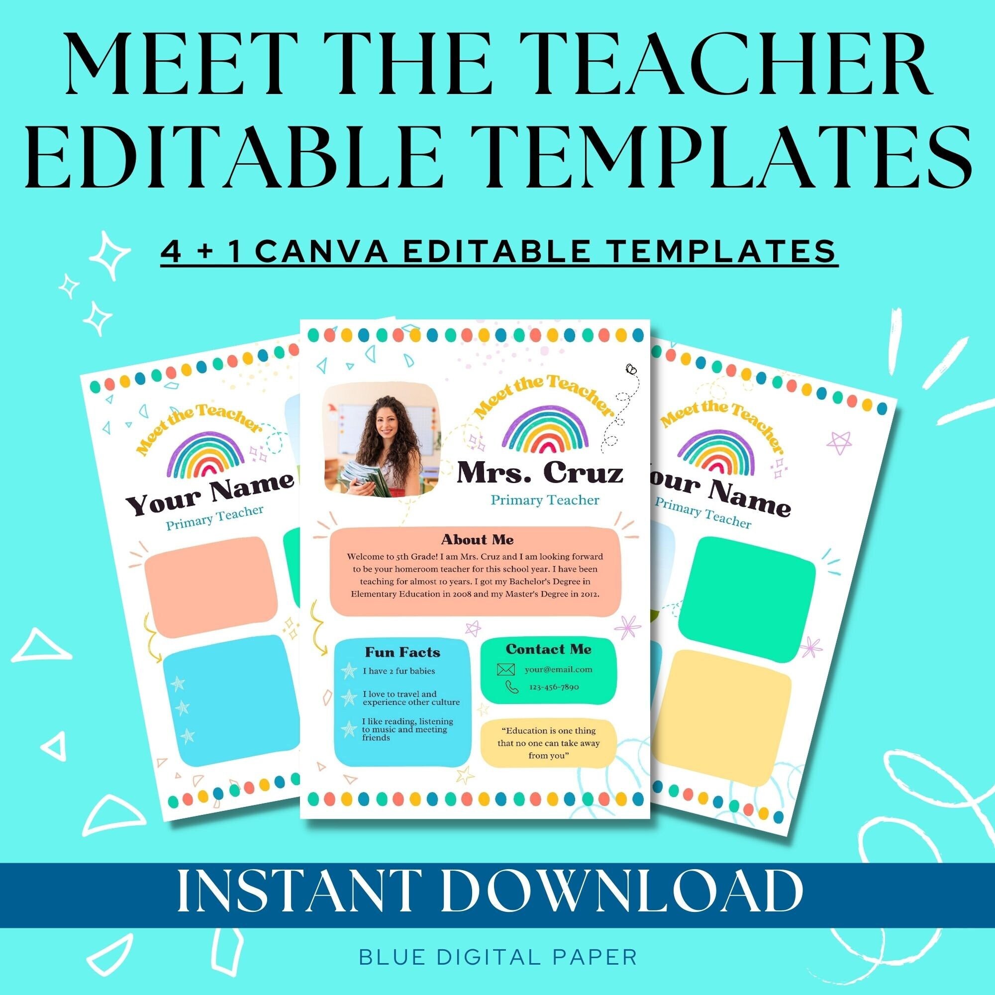 Meet the Teacher Editable Templates | Canva Editable Template ...