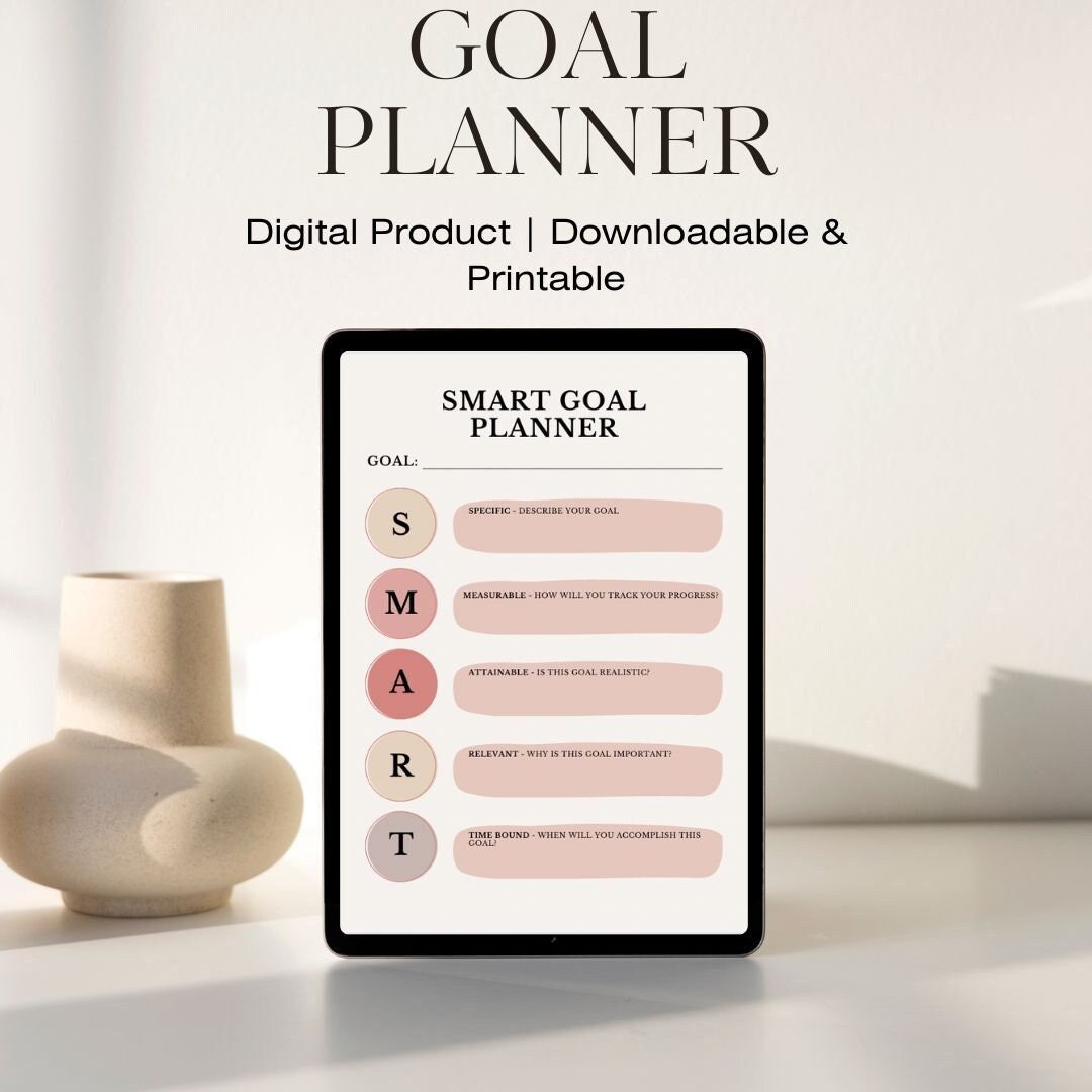 Digital Goal Planner SMART Goals Worksheets Printable Goal Planner ...