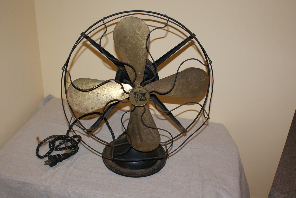 1920s Antique Oscillating Fan W/brass Blades 17" Dia. Robbins and Myers ...