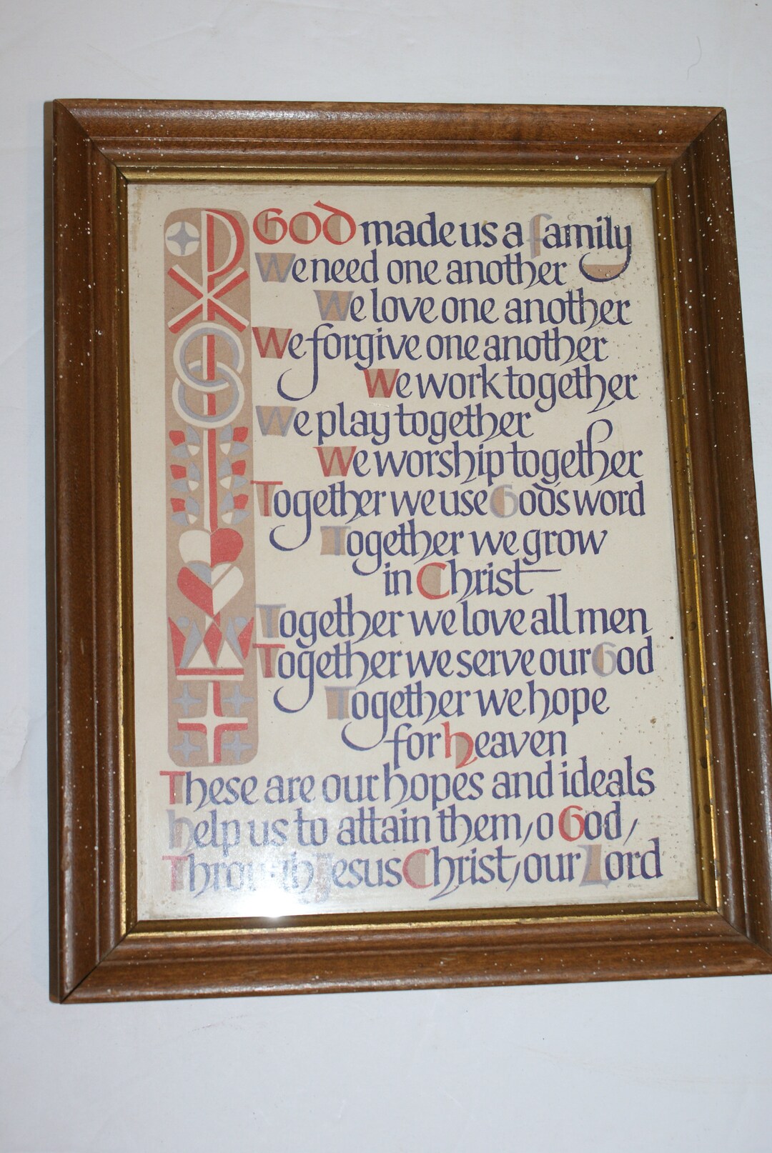 Framed Family Prayer 1950s - Etsy