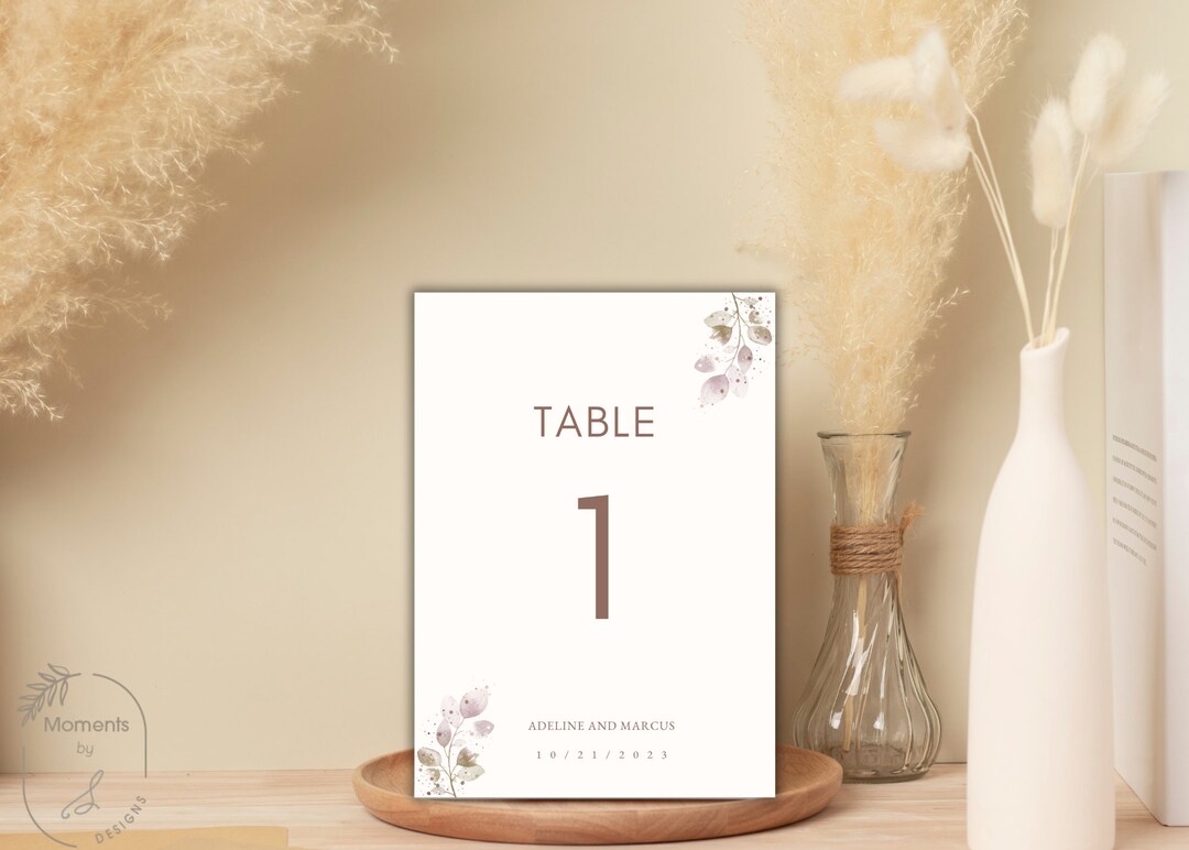 Table Number Template, Simple Wedding Table Number Signs, Printable ...