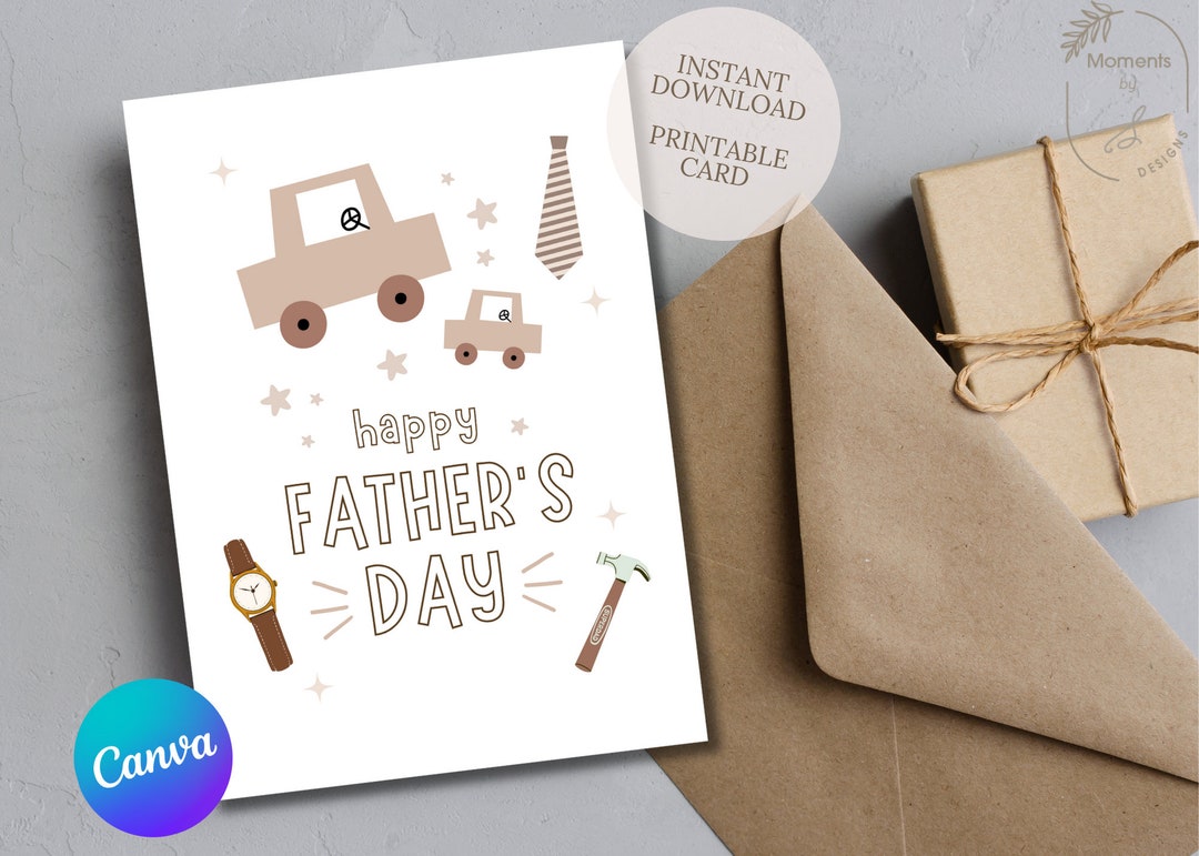 Father's Day Card Template Printable Happy Father's Day Card Editable ...