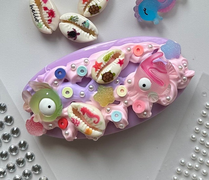 Funny Fish Sea Shells Gummies Pearl Rhinestone Decoden Hair Clips ...