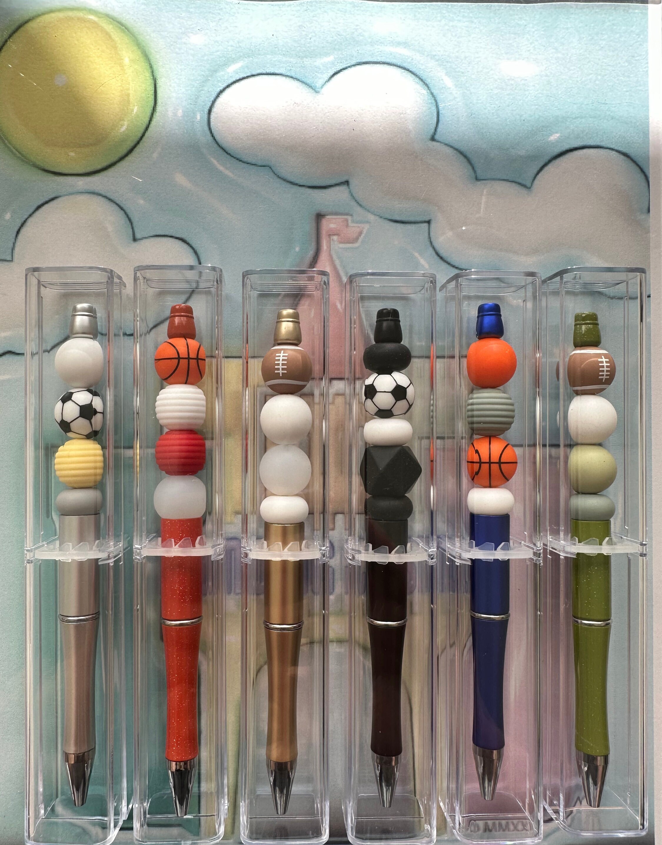 Sports Custom Made Beaded Pens Silicon Beaded Pens Handmade Gifts Back ...