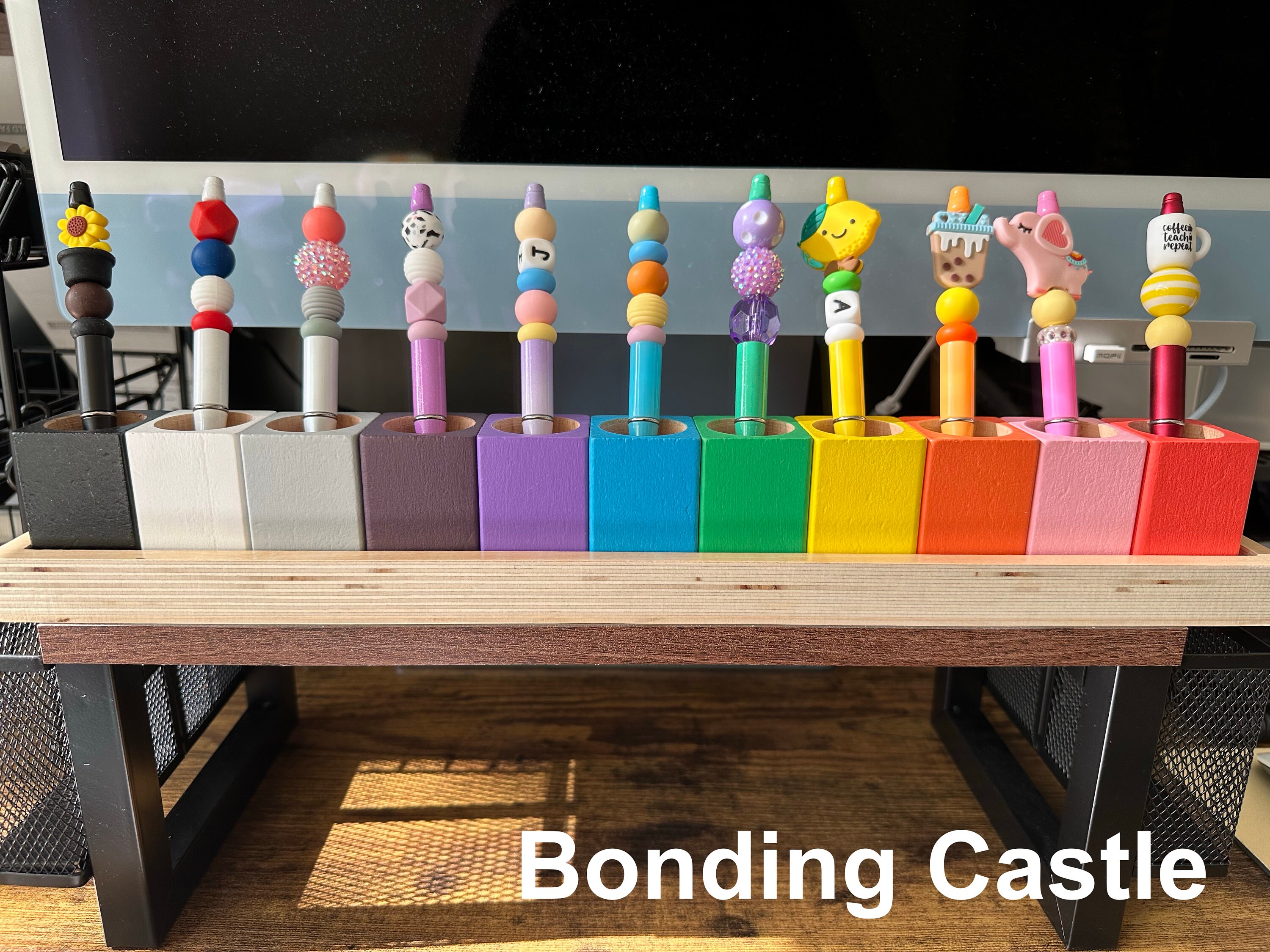 Colorful Beaded Pens Ice-cream Cloud Unicorn Pineapple Print Pen Back ...