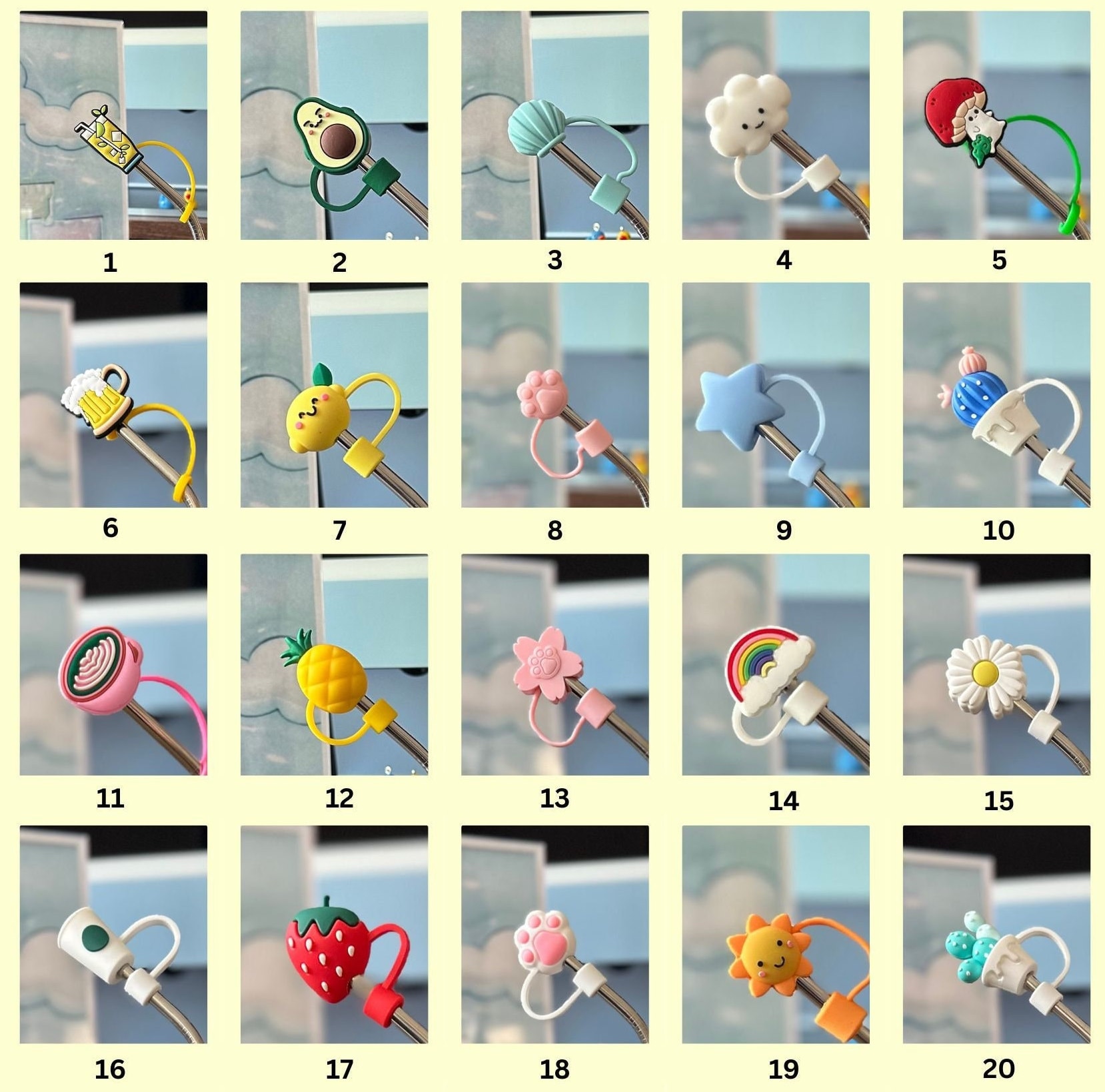 Straw Covers Kawaii Straw Covers Straw Toppers Cover for - Etsy