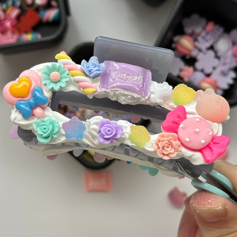Kawaii Candy Flowers Candies Decoden Hair Claws Hair Clips Whipped ...