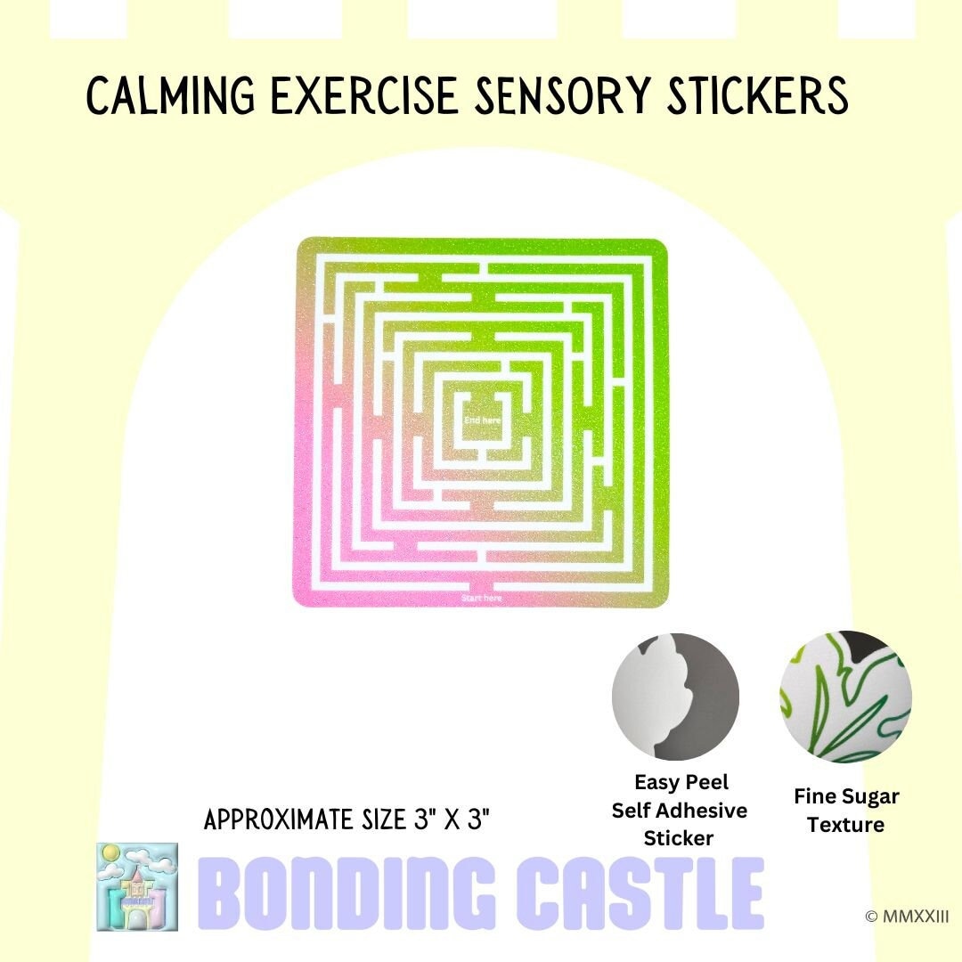 Calming Sensory Stickers, Large Labyrinth Adhesives Fidget Textured ...