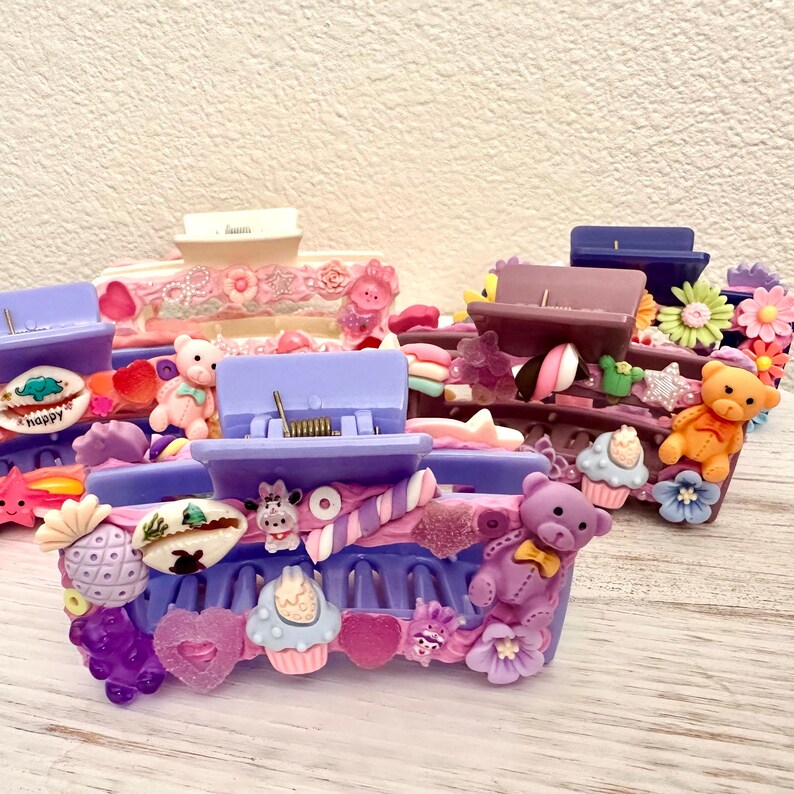 Kawaii Bunny and Pink Valentine Cute Mixed Decoden Hair Claw Hair Clips ...