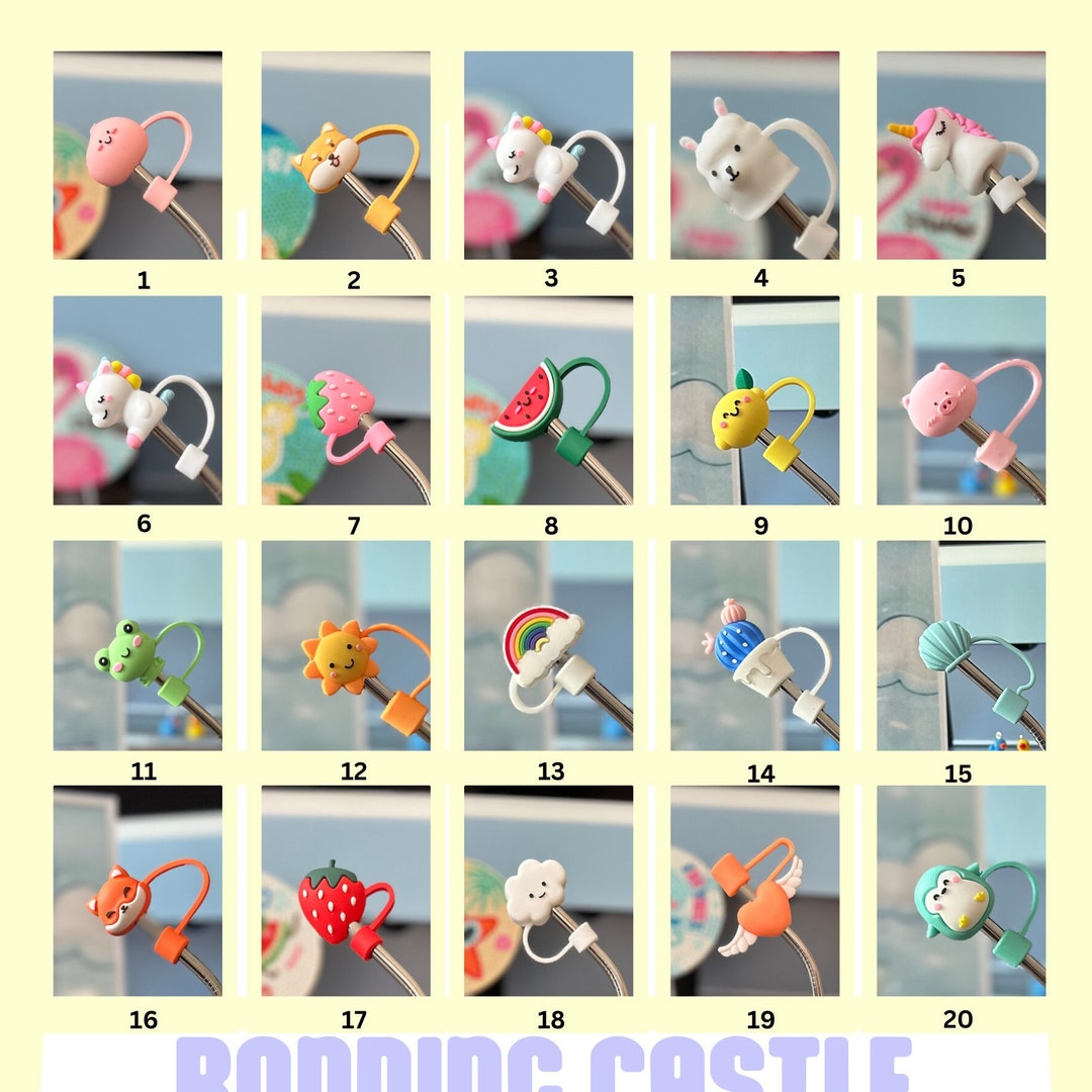 Straw Covers, Kawaii Straw Covers, Straw Toppers, Cover for Metal Glass ...