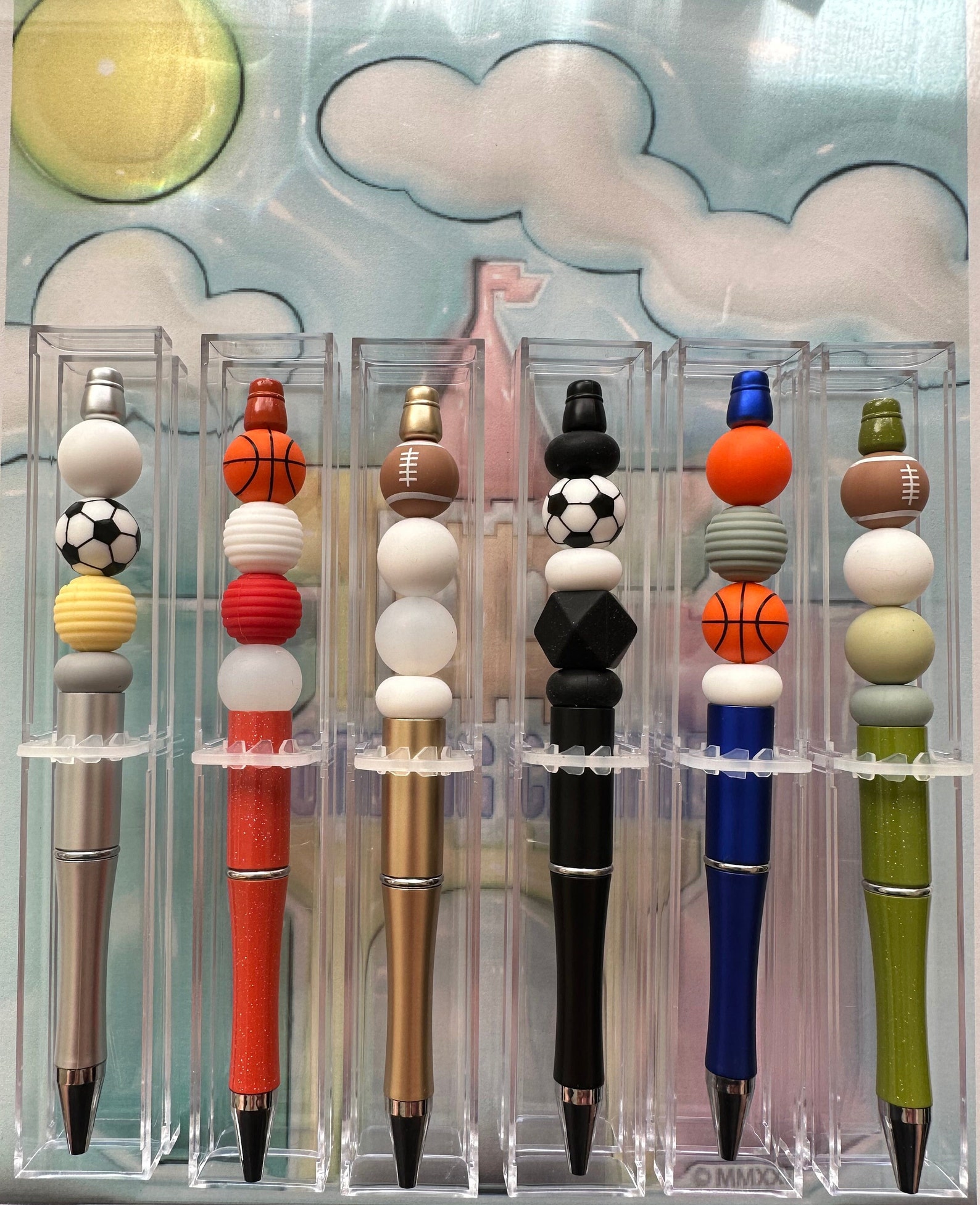 Sports Custom Made Beaded Pens Silicon Beaded Pens Handmade Gifts Back ...